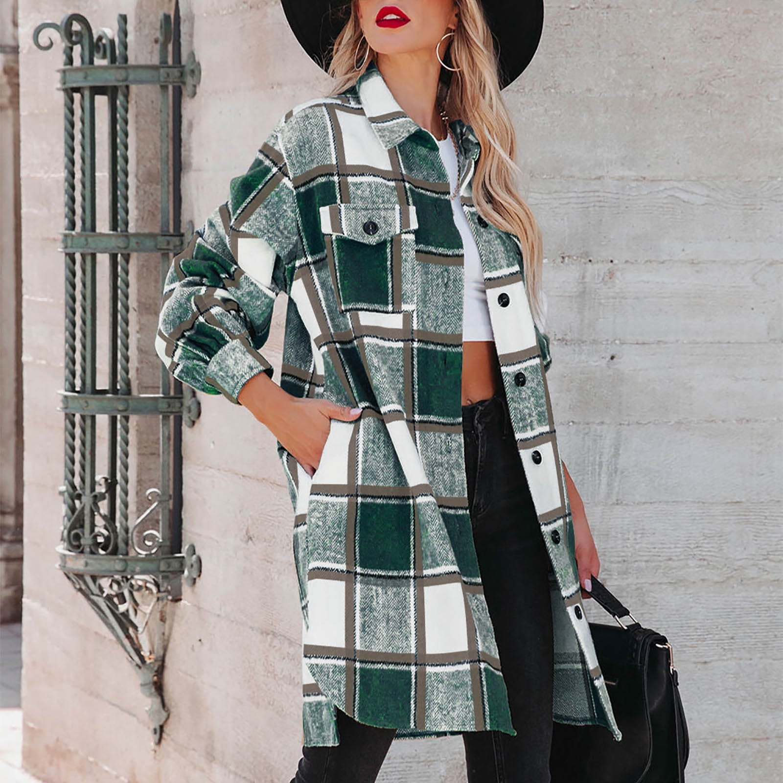 fall shacket for women 2023, Long Shacket Jackets for Women Flannel ...