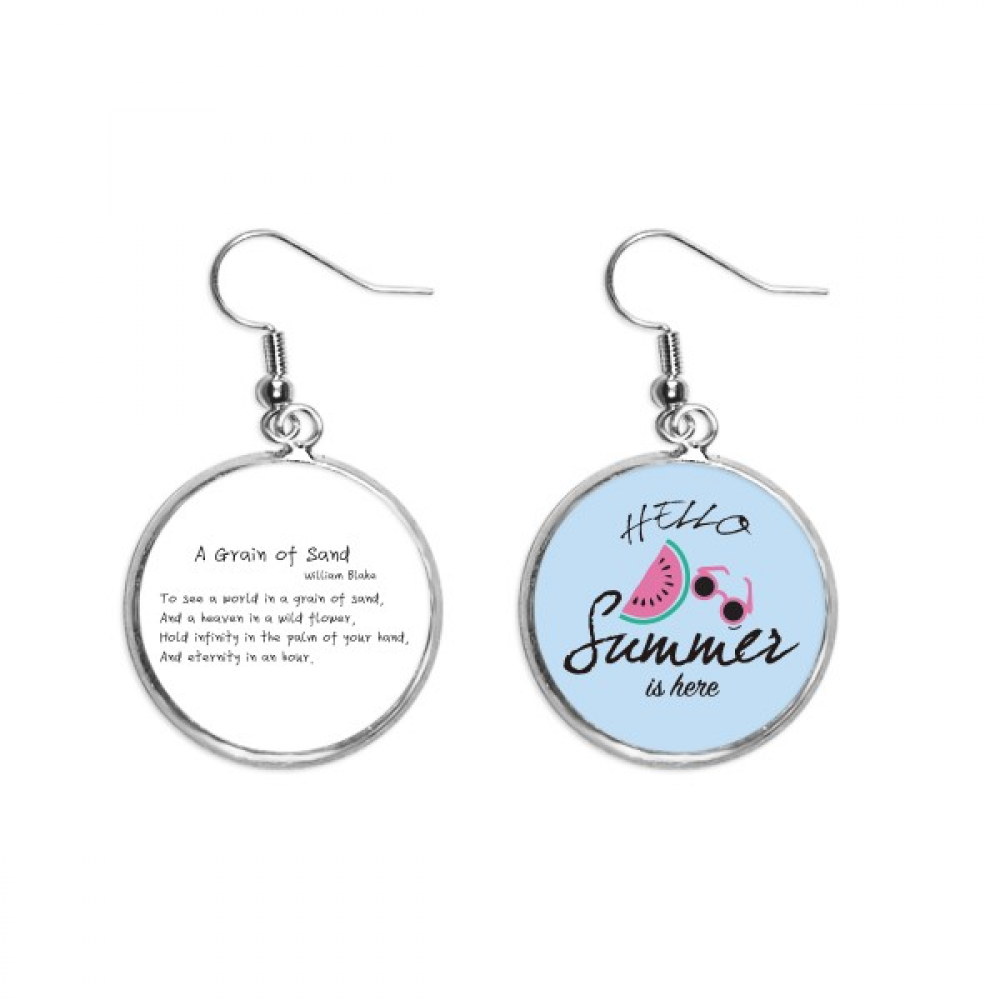 famous poetry quote a grain of sand earring drop summer watermelon ...