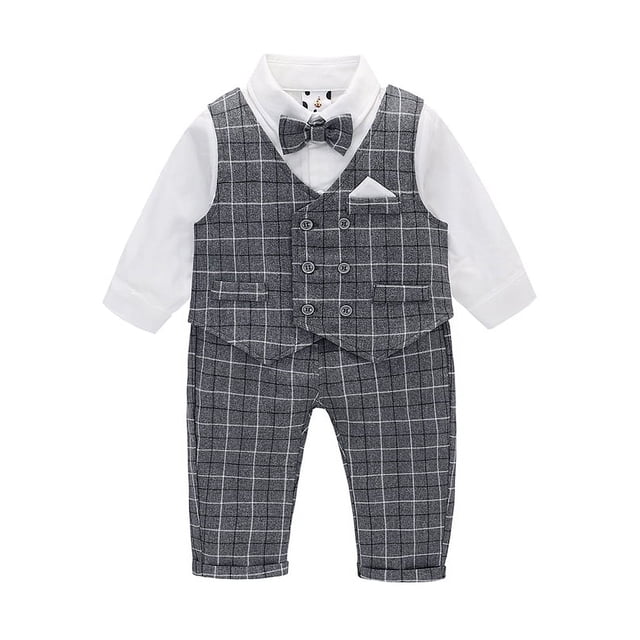 famuka Baby Boy Classic Suit Double Breasted Waistcoat Tuxedo Formal ...