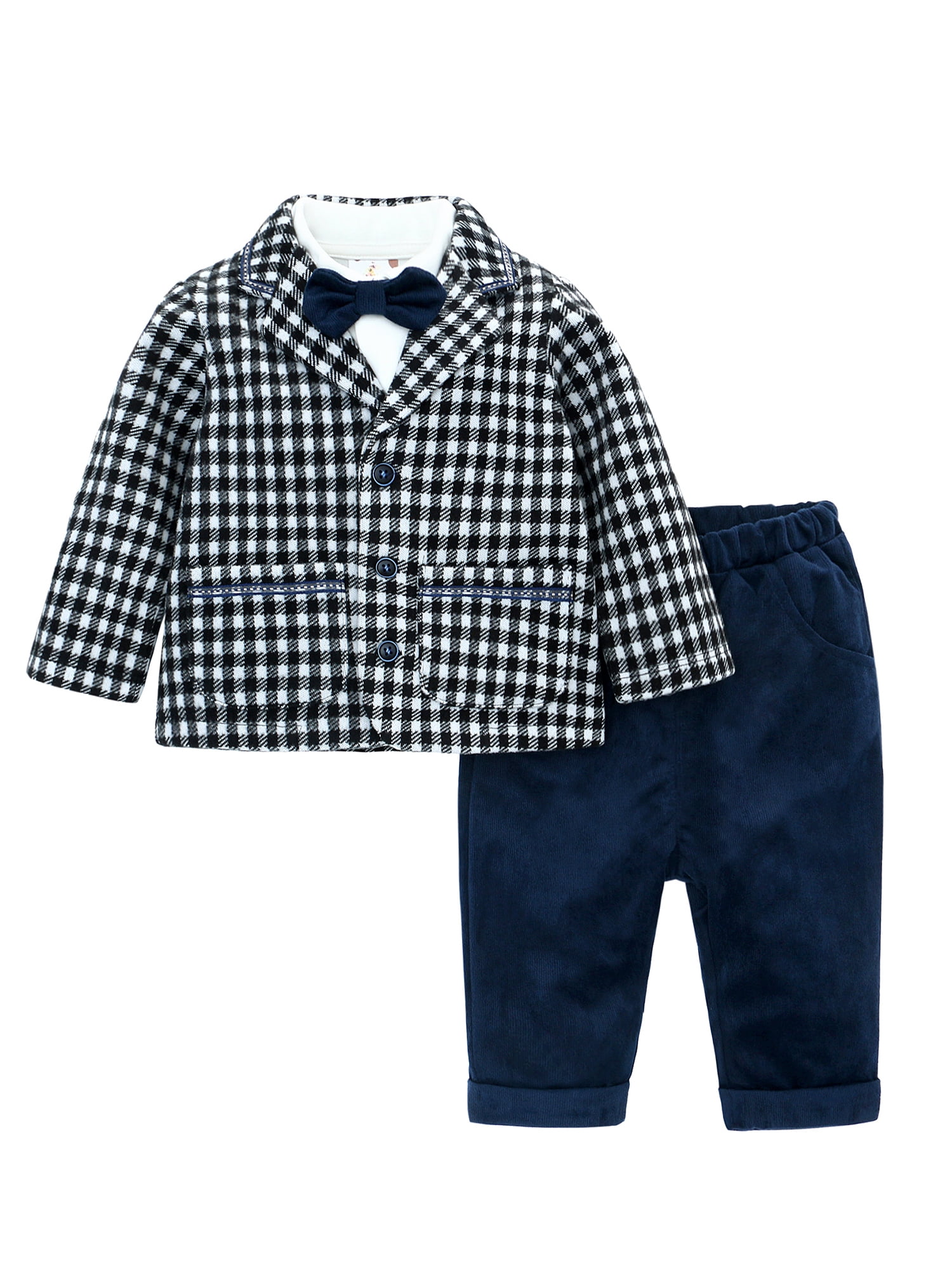 famuka Baby Boy Plaid Suit Set Little Kid Formal Outfit Fashion Winter ...