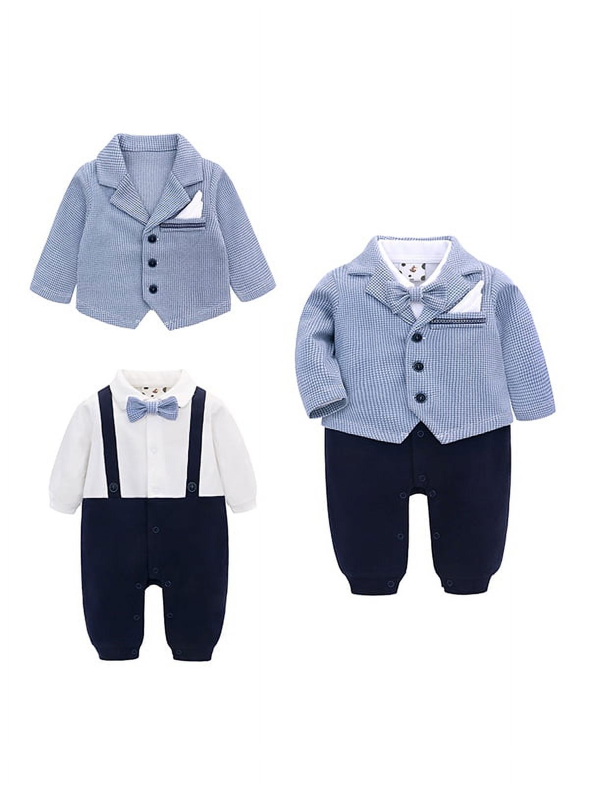 famuka Baby Boy Two Piece Suit Coat and Romper Outfit Infant Formal ...