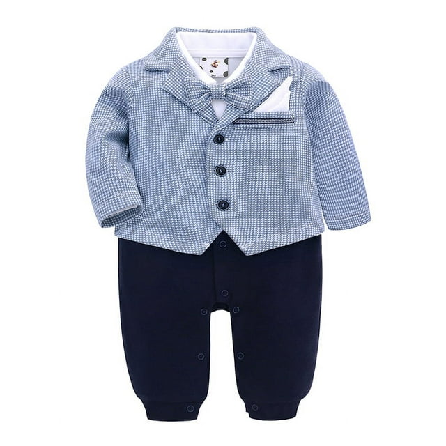 famuka Baby Boy Two Piece Suit Coat and Romper Outfit Infant Formal ...