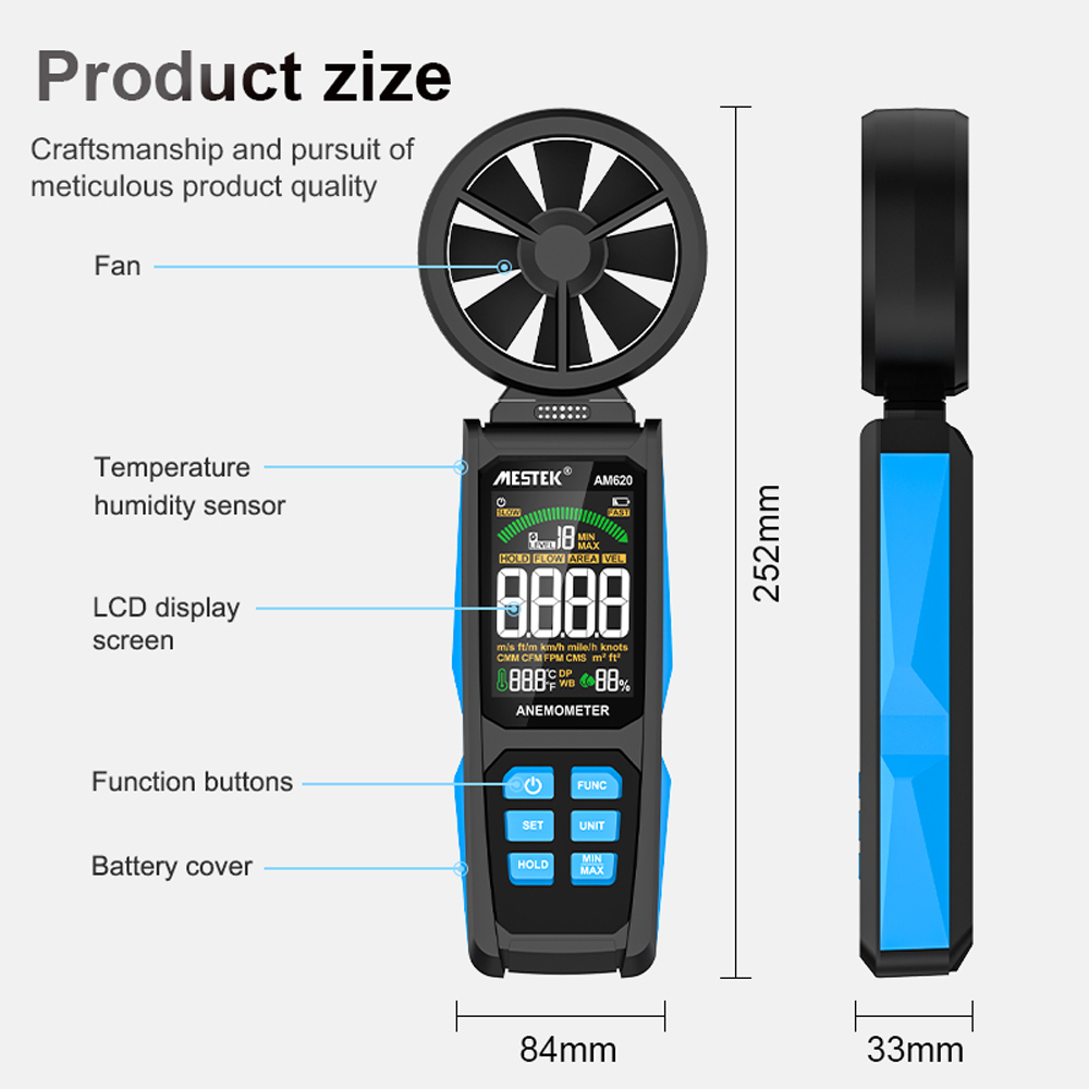 fan,Function Modes With Data Handheld Anemometer Fan Color Display Wind ...