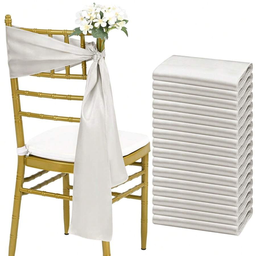 fani 100 PCS Satin Chair Sashes Bows Universal Chair Cover For Wedding ...