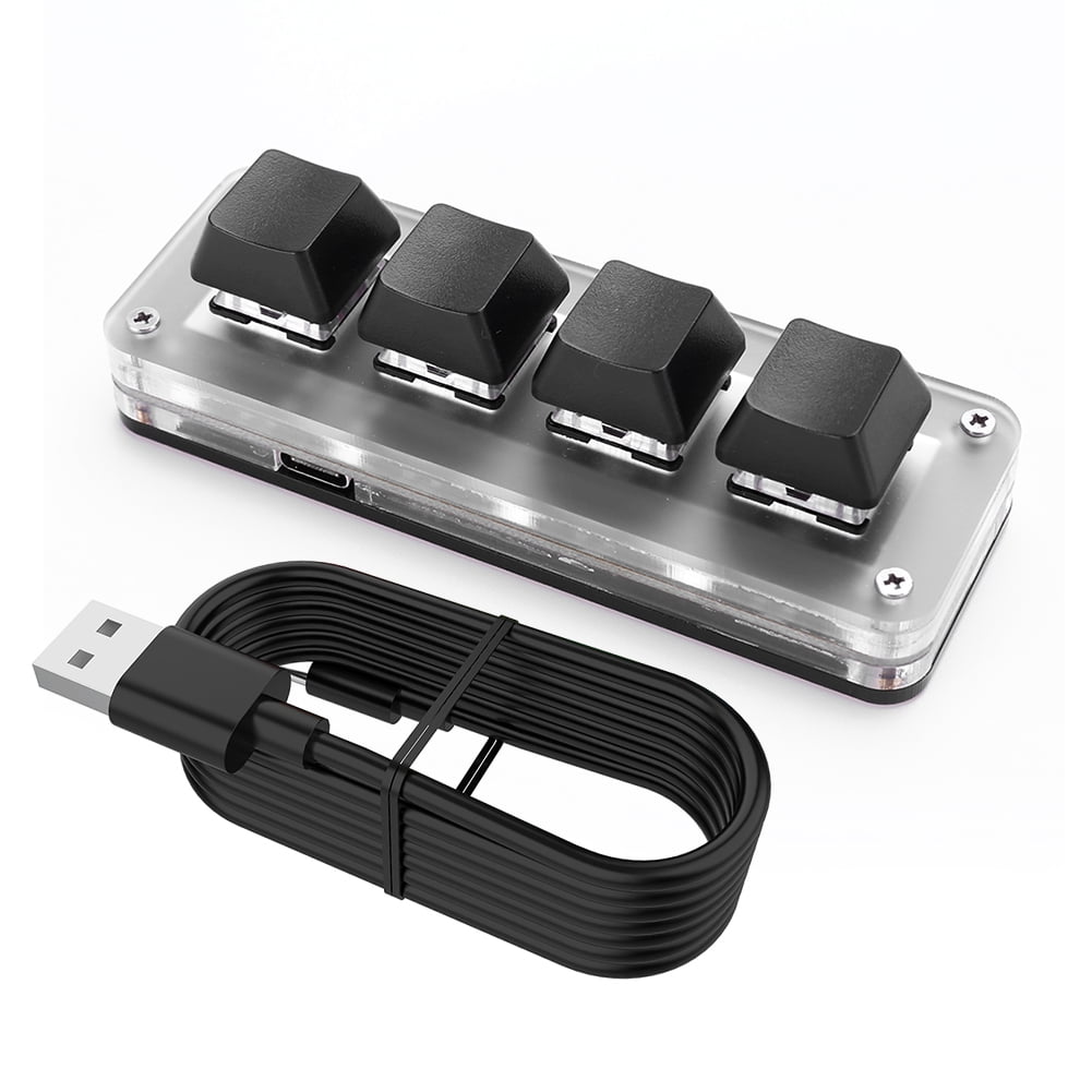 fankhu 3 Key 1 Knob/4 Key Programming Macro Custom Knob Keyboard RGB Wired USB One Handed ...