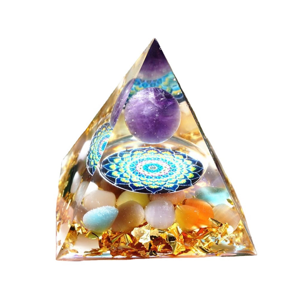 fankhu 5 CM Crystal Pyramid Crystal Pyramid Figure Attract Wealth Lucky ...