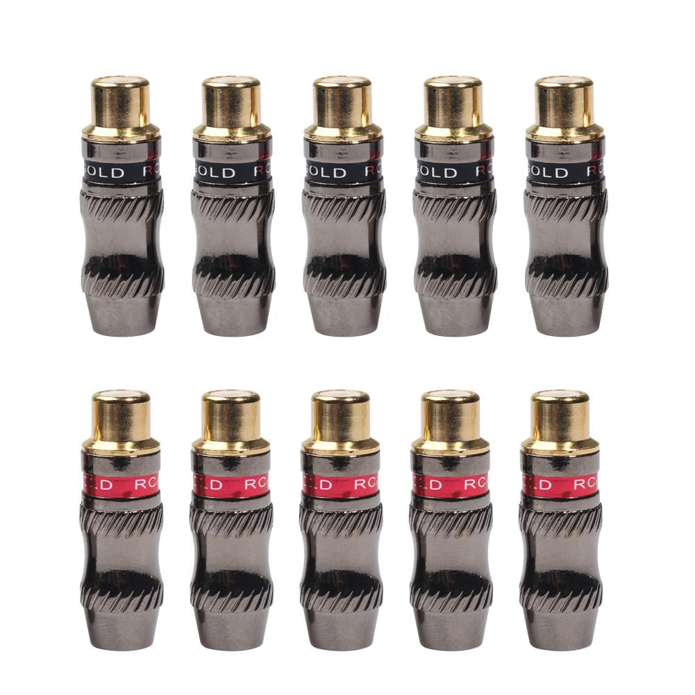fankhu 5 Pair RCA Female Connector Gold Plated RCA Jack Socket Audio ...