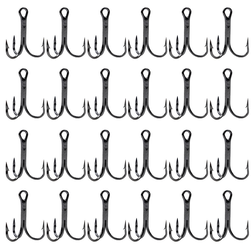 fankhu Carbon Steel Triple Fishing Hooks Durable Sharp 20Pcs Fishing ...