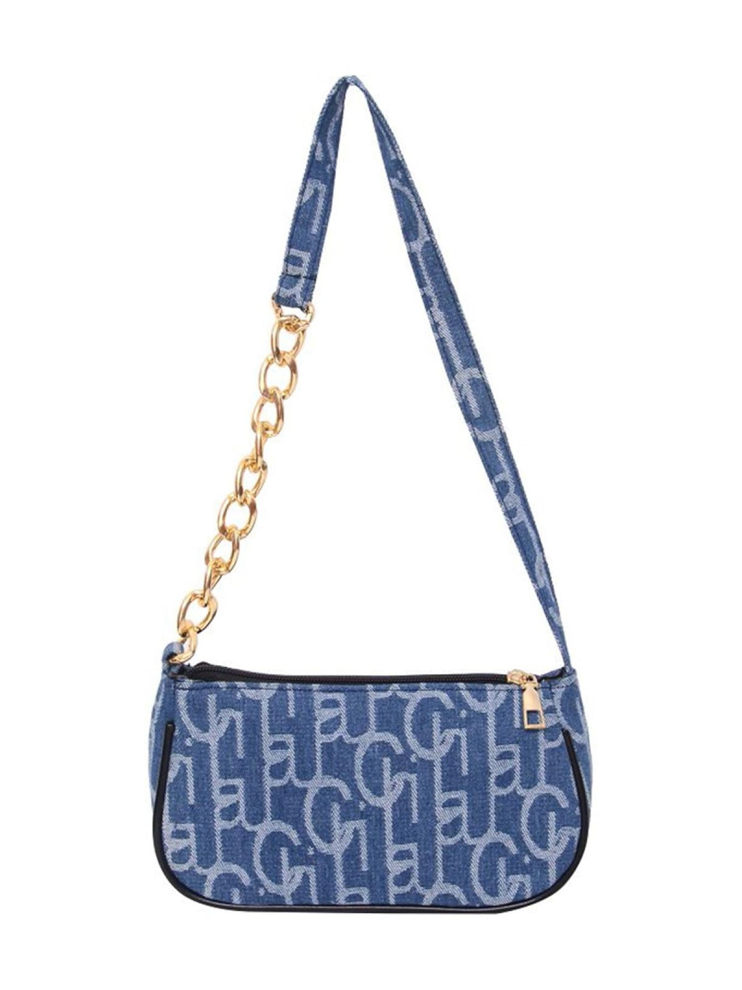fankhu Design Women Letters Printing Denim Shoulder Underarm Bag Zipper ...