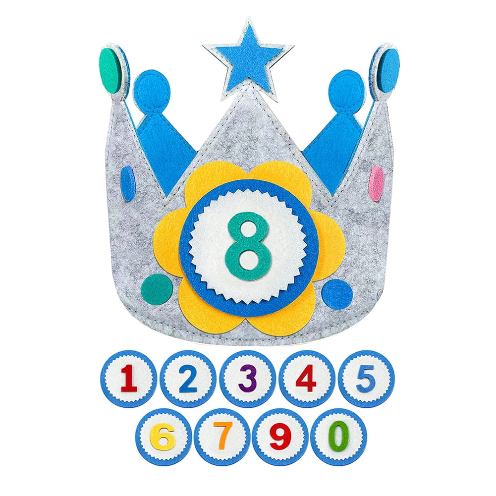 fankhu Felt Birthday Crown Durable Creative Interchangeable Numbers ...