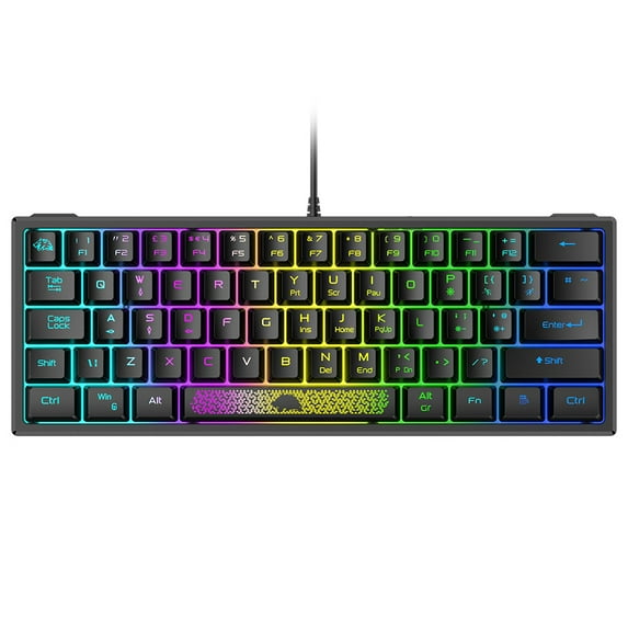 fankhu K61 RGB Wired Keyboard 60 Percent 62 Keys Ergonomic Gaming ...