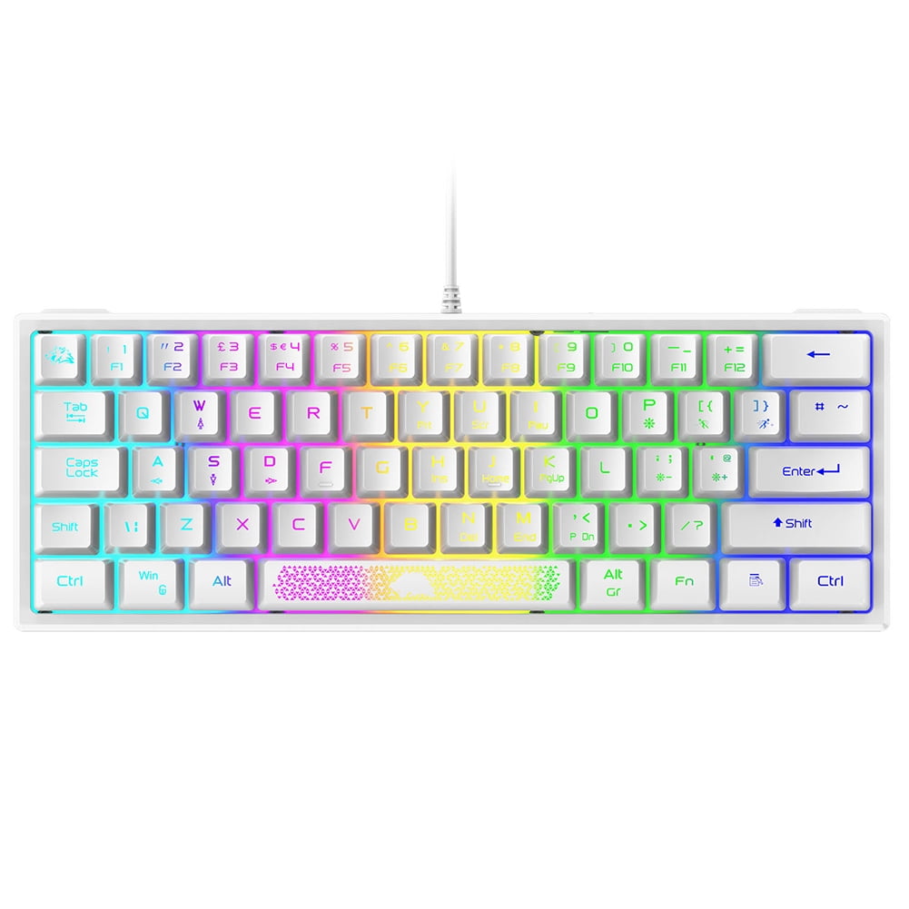 fankhu K61 RGB Wired Keyboard 60 Percent 62 Keys Ergonomic Gaming ...