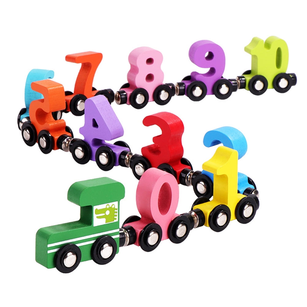 fankhu Mini Train Cars with Numbers Early Educational Aids Wooden ...