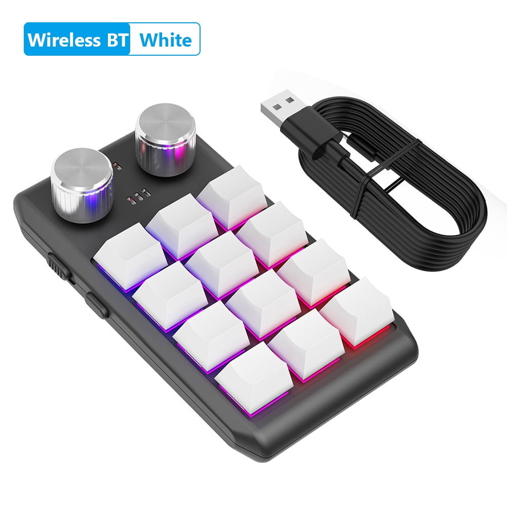 fankhu RGB Keyboard 12 Keys 2 Knobs DIY Keypad for PS Drawing (White ...