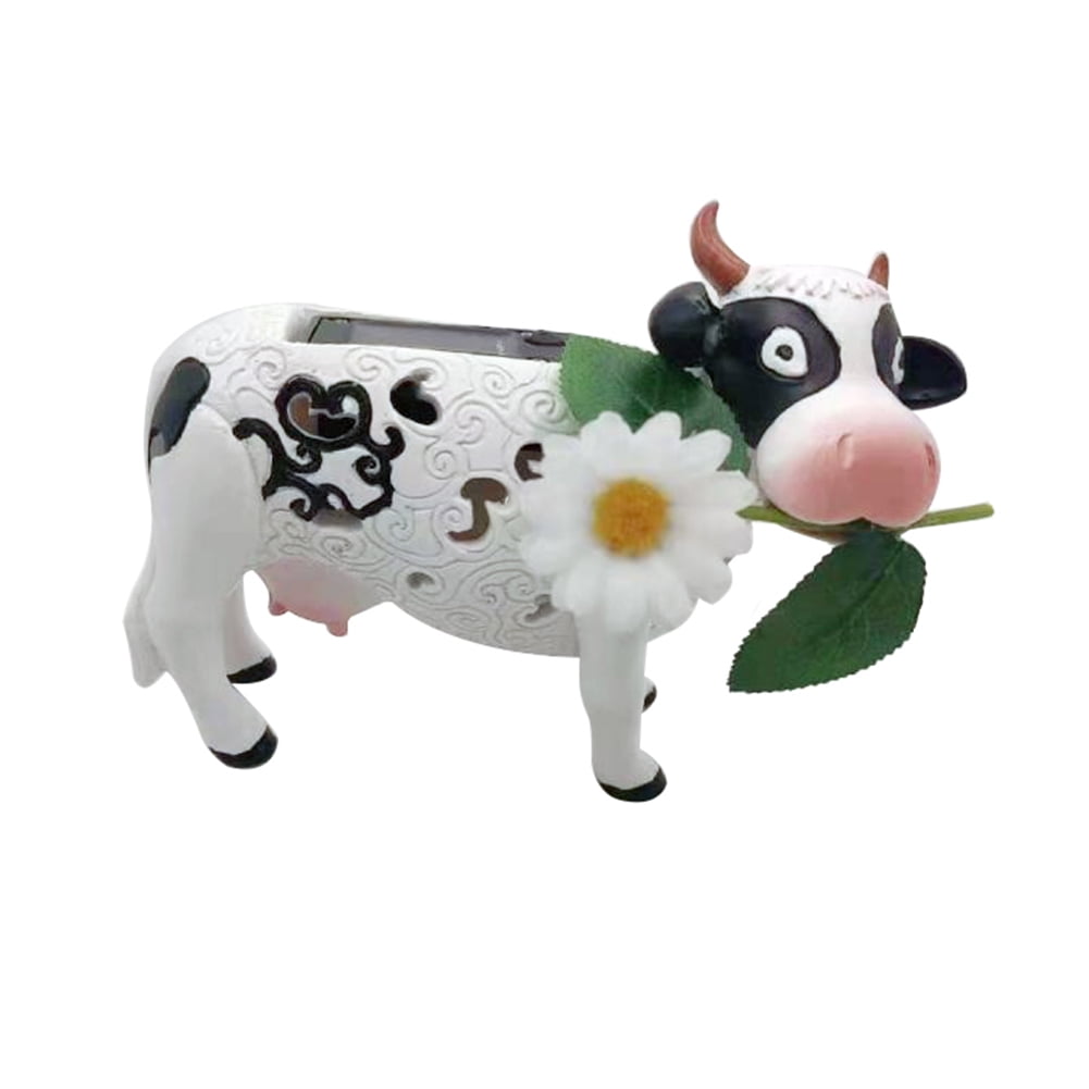 fankhu Resin Daisy Cow Solar LED Light Statue Waterptoof Figures ...