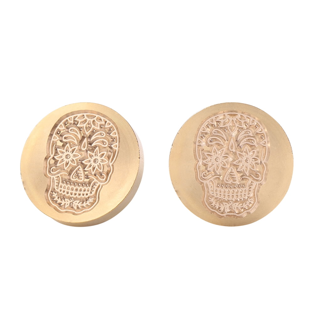 fankhu Round Fire Lacquer Seal Wax Head without Handle Skull Copper ...