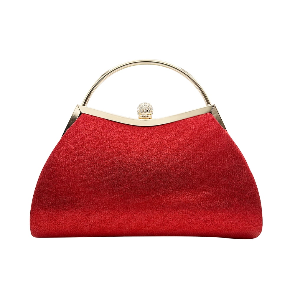 fankhu Women Evening Clutch Bag Chain Rhinestone Messenger Bag Sparkling Purse (Red - Walmart.com
