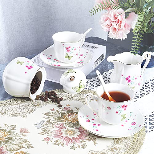 fanquare 21 Piece Porcelain Tea Set for Adults, Coffee Service for 6 ...