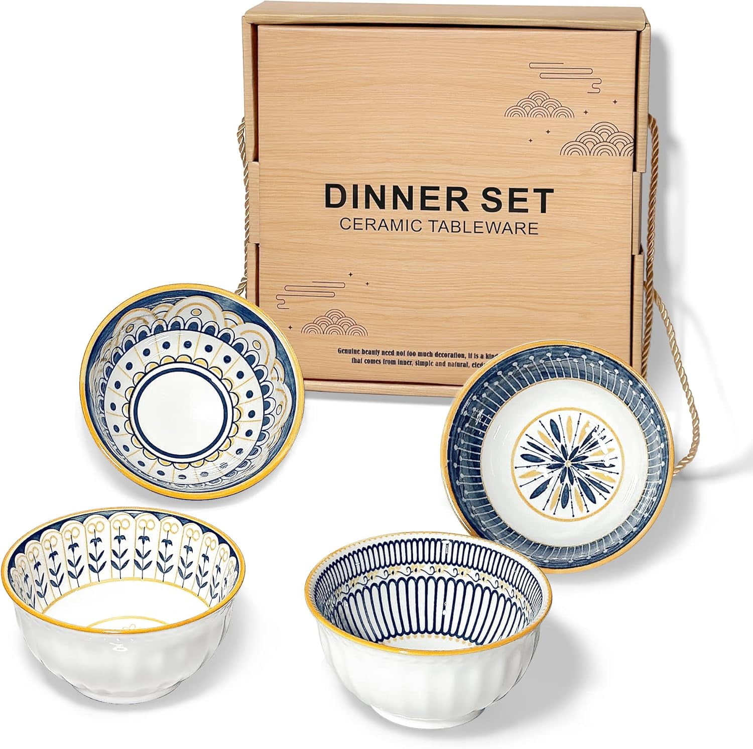 fanquare 4 Inch Ice Cream Bowls Set of 4, White Porcelain Soup Bowls ...