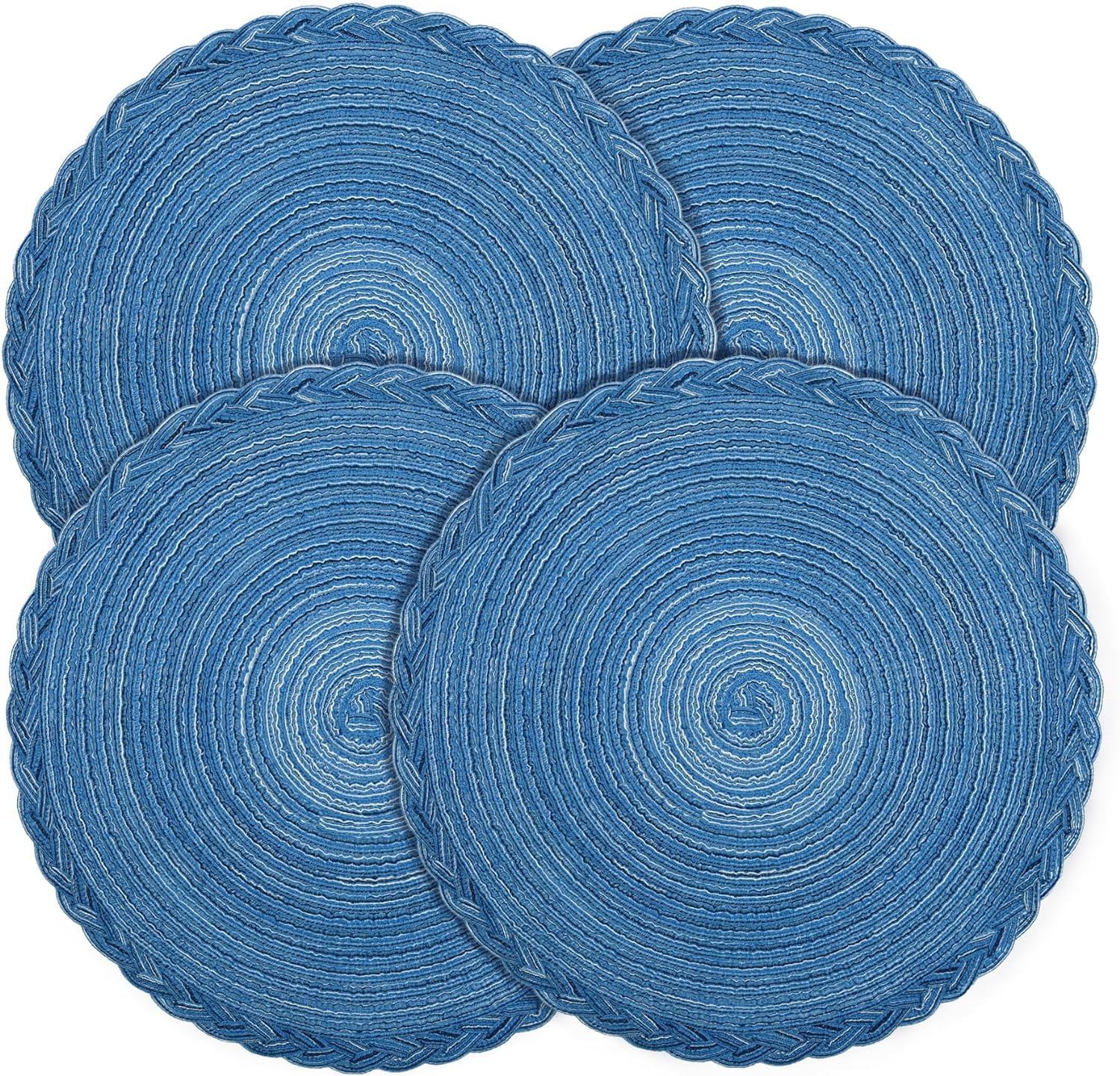 fanquare Braided Placemats 15 Inch Set of 4 Natural Woven Non Slip Heat ...