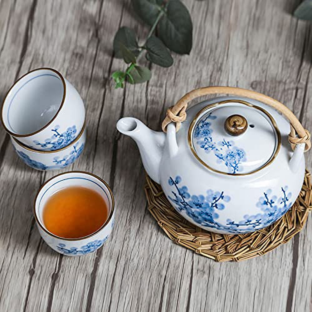 fanquare Japanese Design, Blue and White Porcelain Tea Set, Plum ...