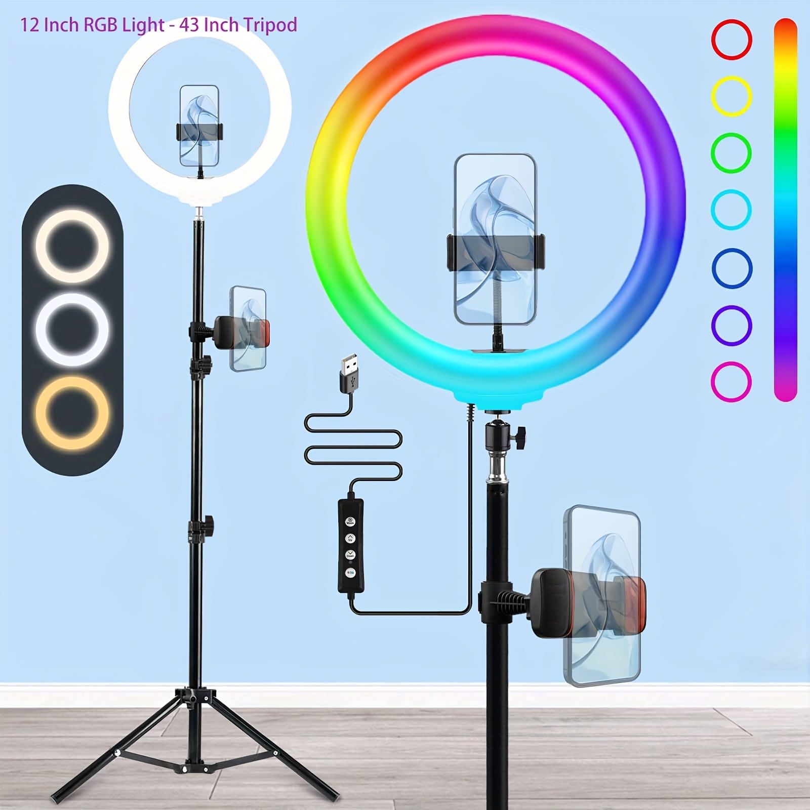 fanruina 12" Ring Light with Stand and Phone Holder - 43" Tripod for ...