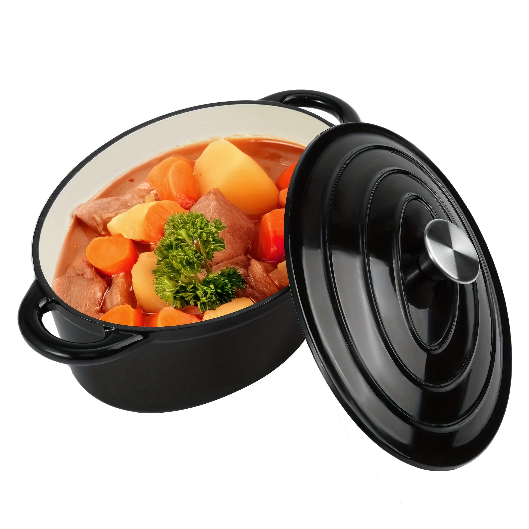 fanruina Enameled Dutch Oven Pot With Lid, Cast Iron Dutch Oven With ...