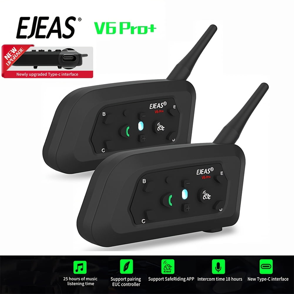 fanruina V6 PRO+ 2pcs Wireless 5.0 Motorcycle Helmet Intercom - Type-C ...