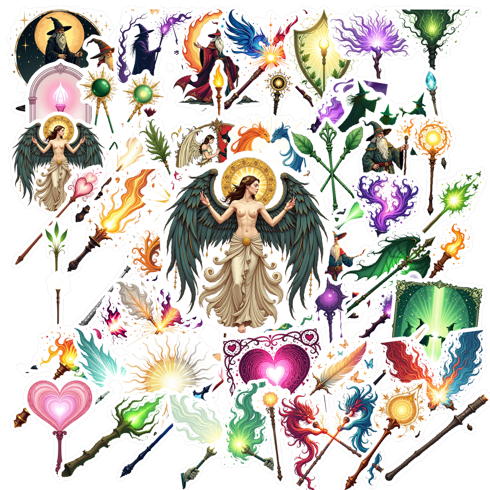 fantasy Magic Wand Theme Stickers, Waterproof Magic Wand Theme Sticker ...
