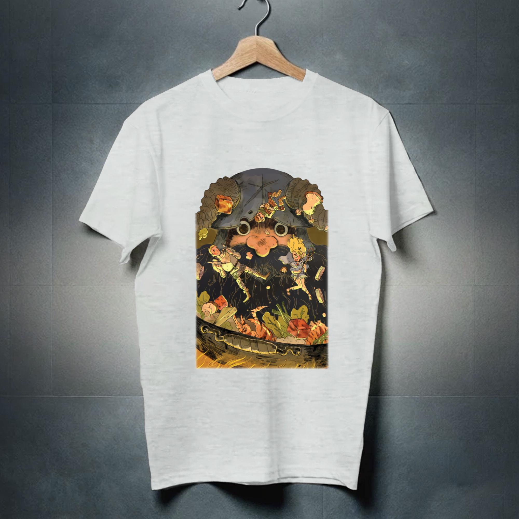 fantasy adventure graphic shirt, epic quest anime apparel, delicious in ...