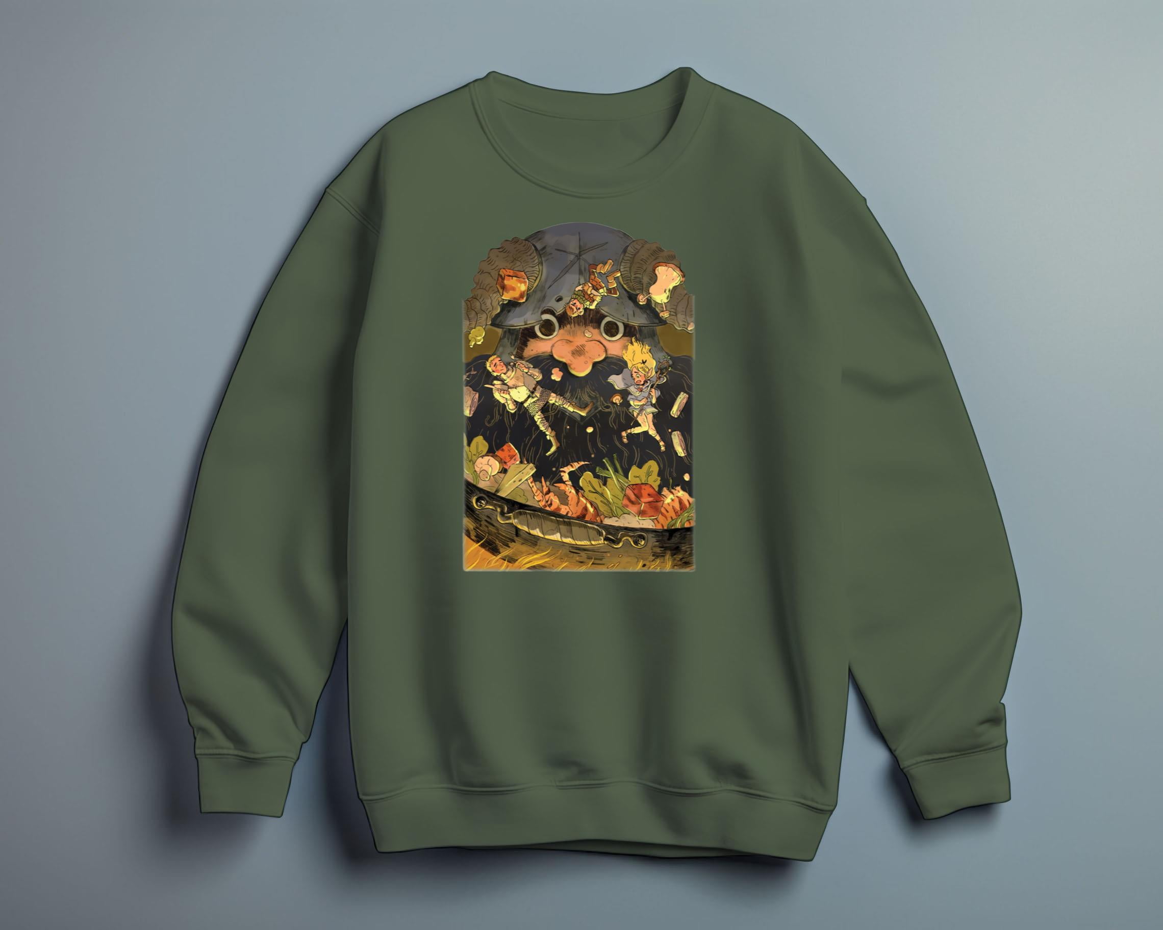 fantasy adventure graphic shirt, epic quest anime apparel, delicious in ...