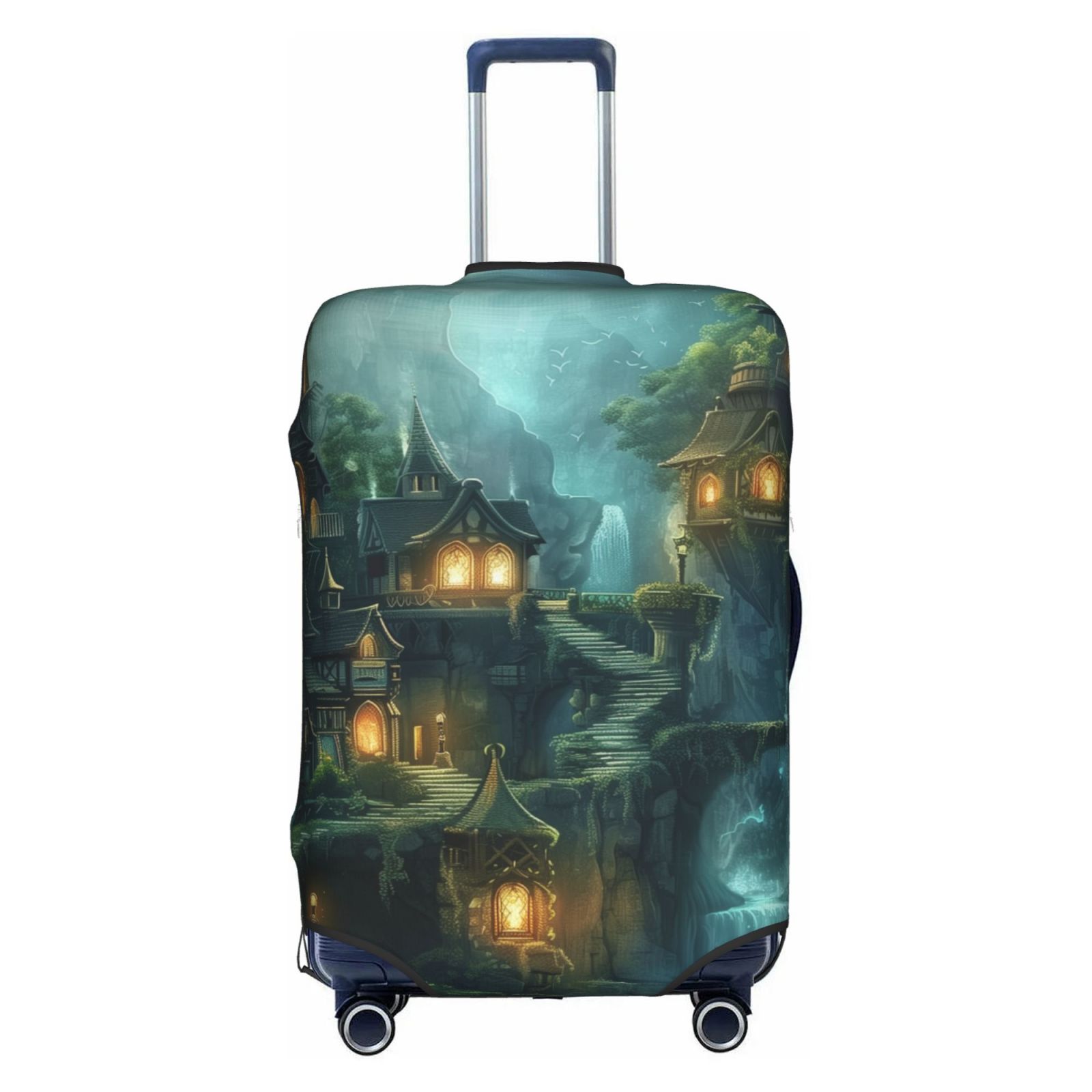 fantasy village with glowing houses and waterfall Trolley s All ...