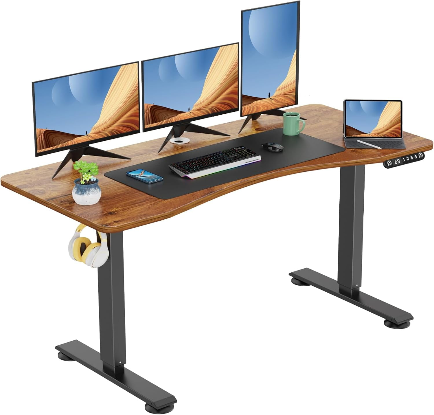 farexon Electric Standing Desk Adjustable Height, 55x24 Inches Computer ...
