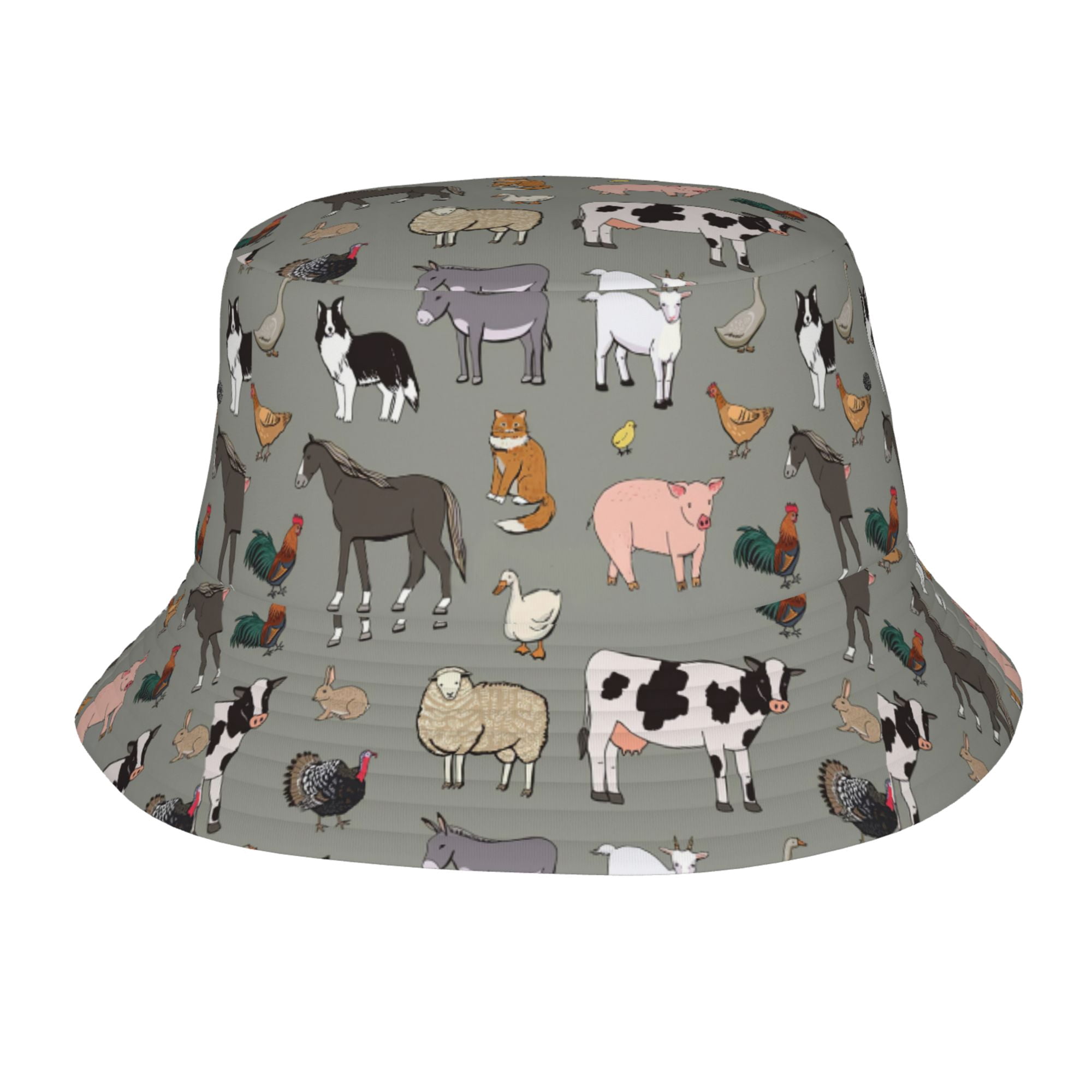 farm animals pattern Bucket Hat Foldable Fisherman Outdoor Summer ...