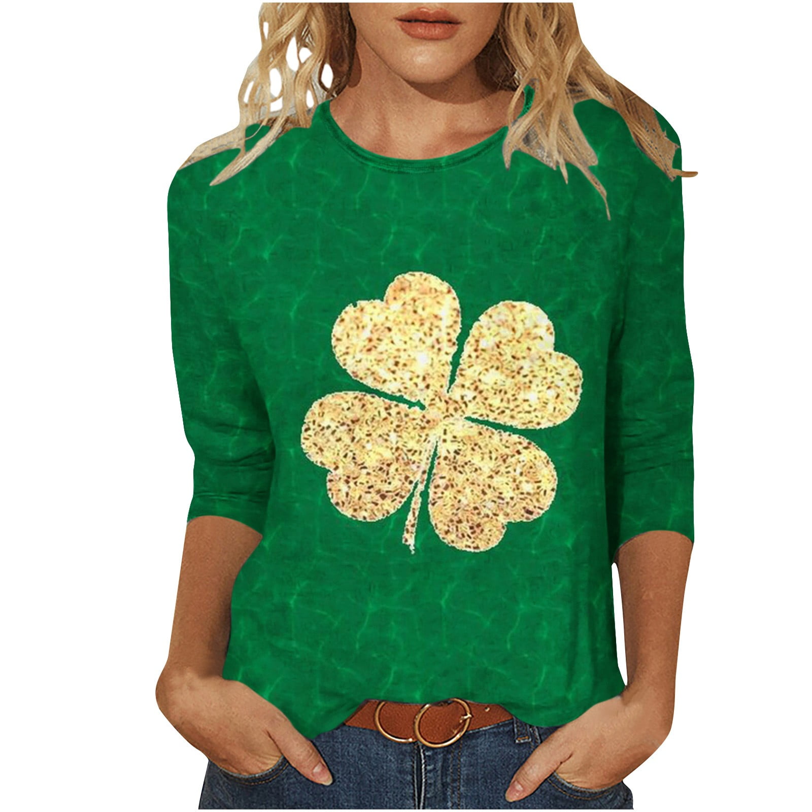 Fartey Happy St Patricks Day Shirts Womens Plus Size Four Leaf Clover