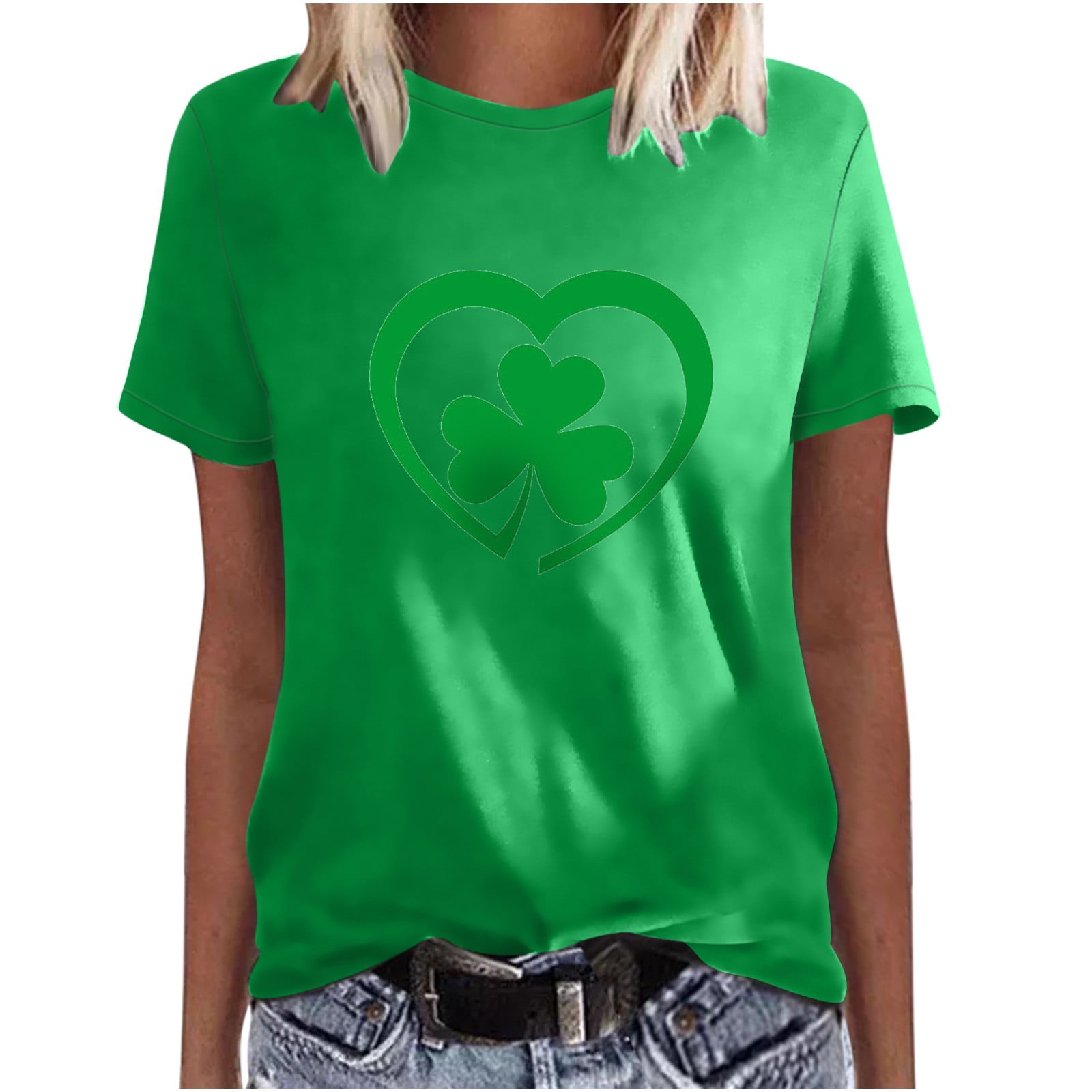 Fartey Happy St Patricks Day Tshirts For Womens Plus Size Four Leaf