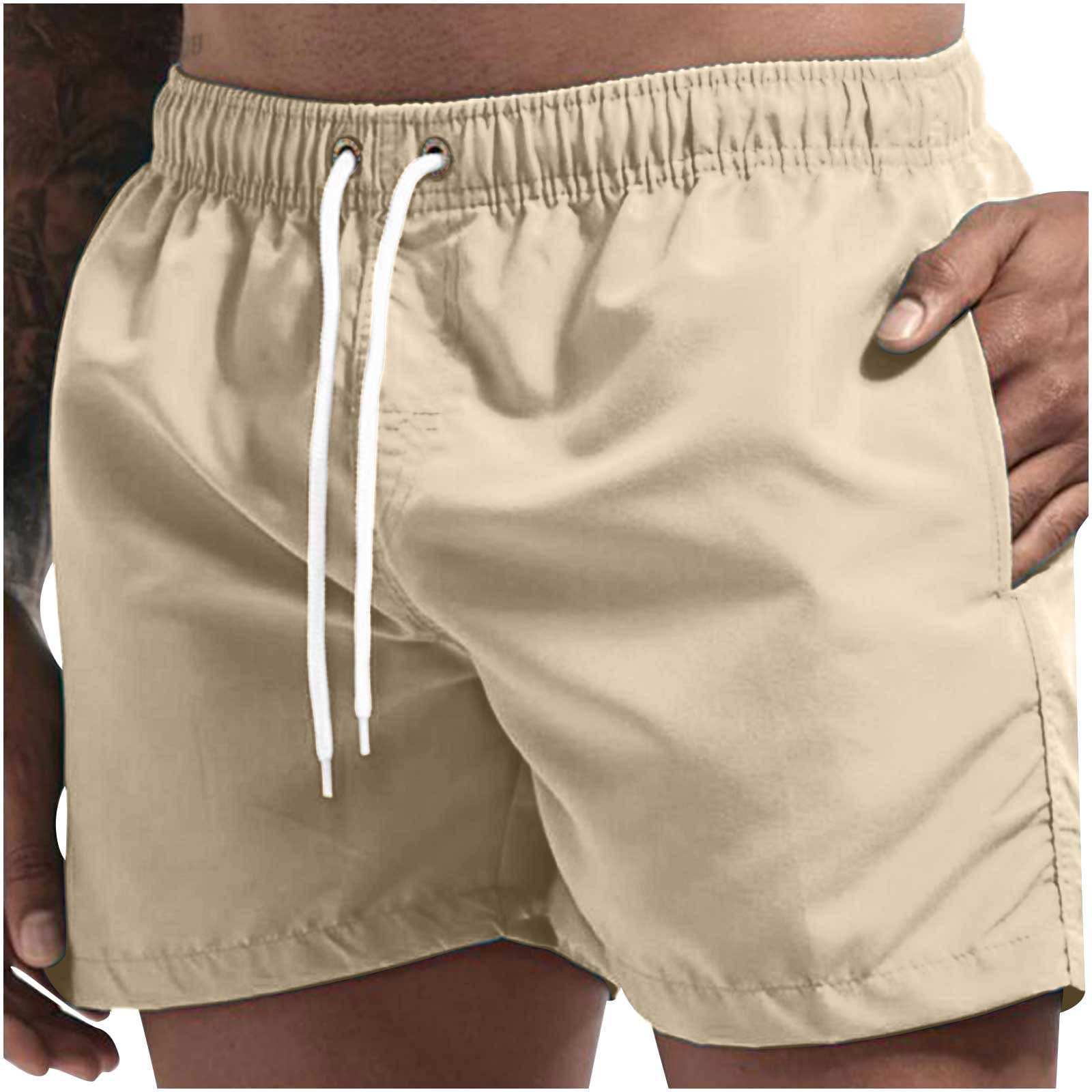 fartey Men Beach Shorts Athletic Elastic Waisted 4" Inseam Casual ...