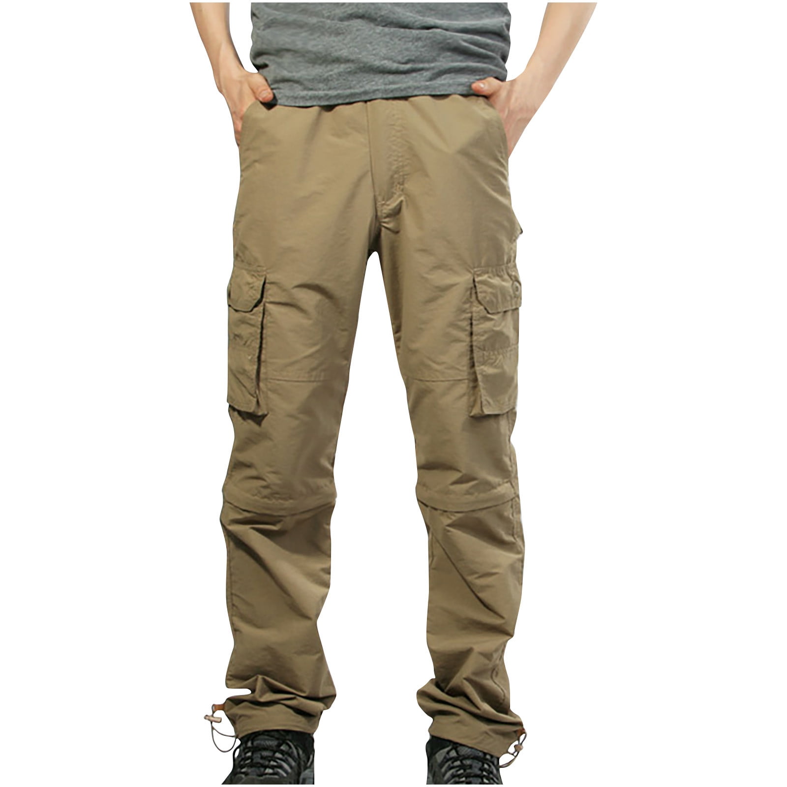 fartey Men Casual Hiking Cargo Pants With Zipper Button Outdoor Pants ...