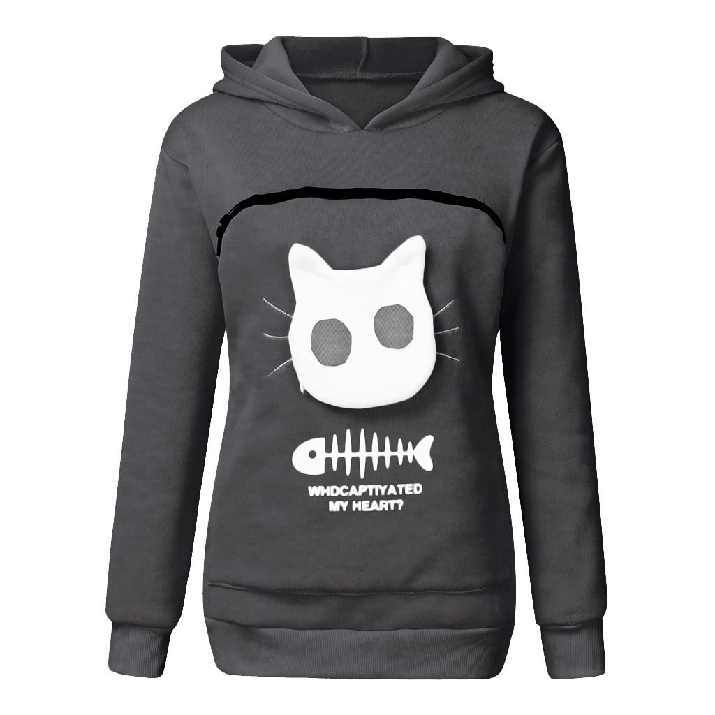 fartey Pet Carrier Hoodie For Women Casual Sweatshirt Animal Pouch Hood ...