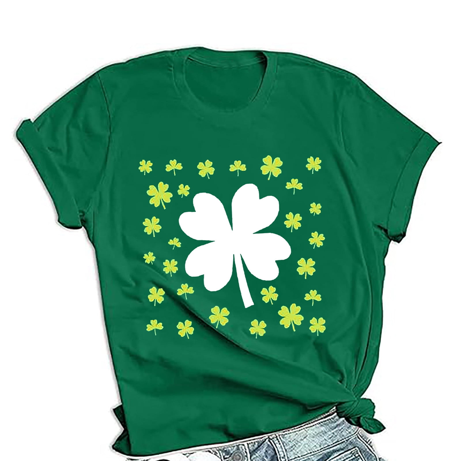 Fartey St Patricks Day Tshirts For Women Deals Plus Size Four Leaf