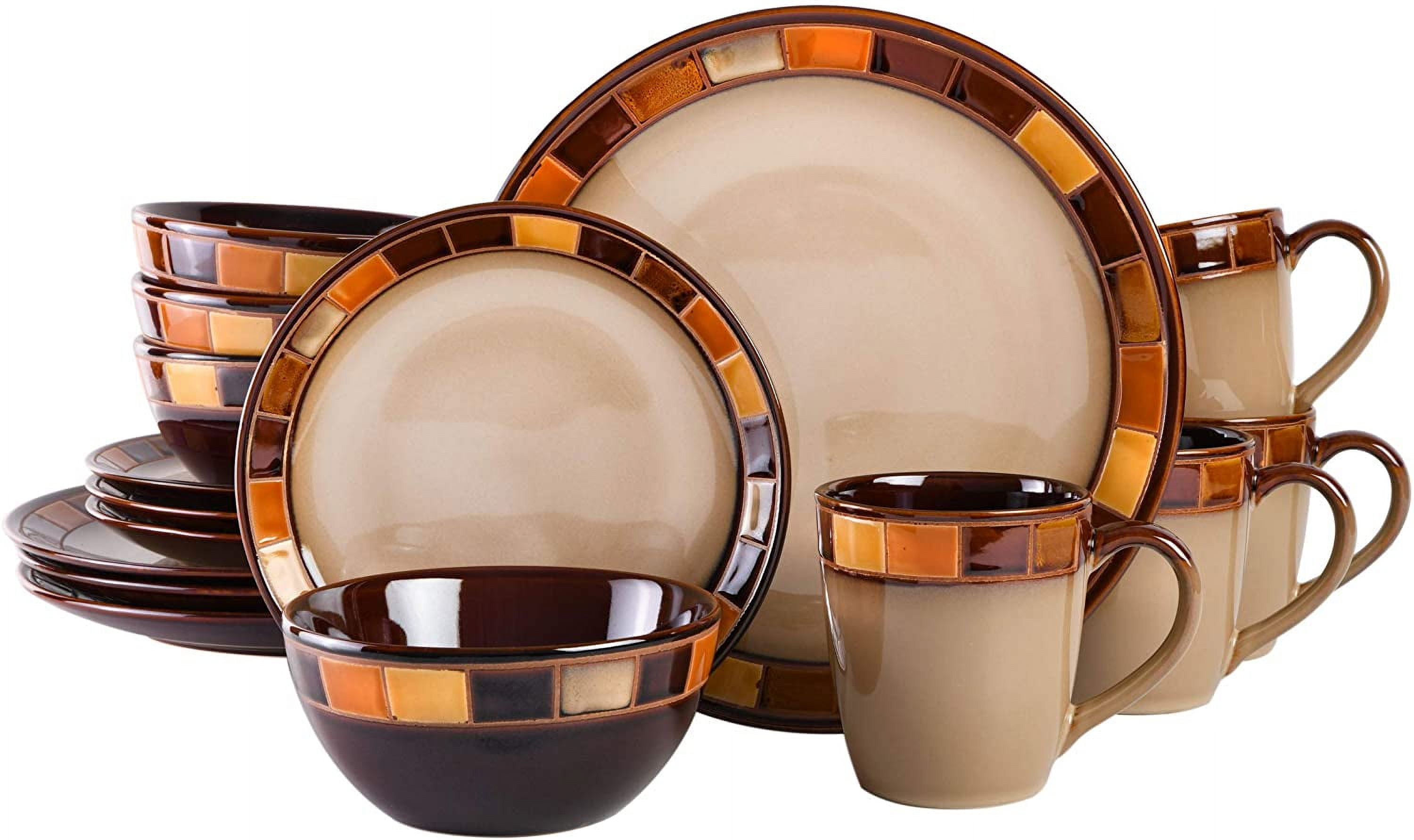 fashion Casa Estebana 16-piece Dinnerware Set Service for 4, Beige and ...