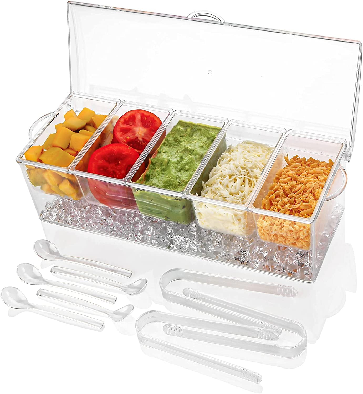 fashion Ice Chilled 5 Compartment Condiment Server Caddy | Fruit ...