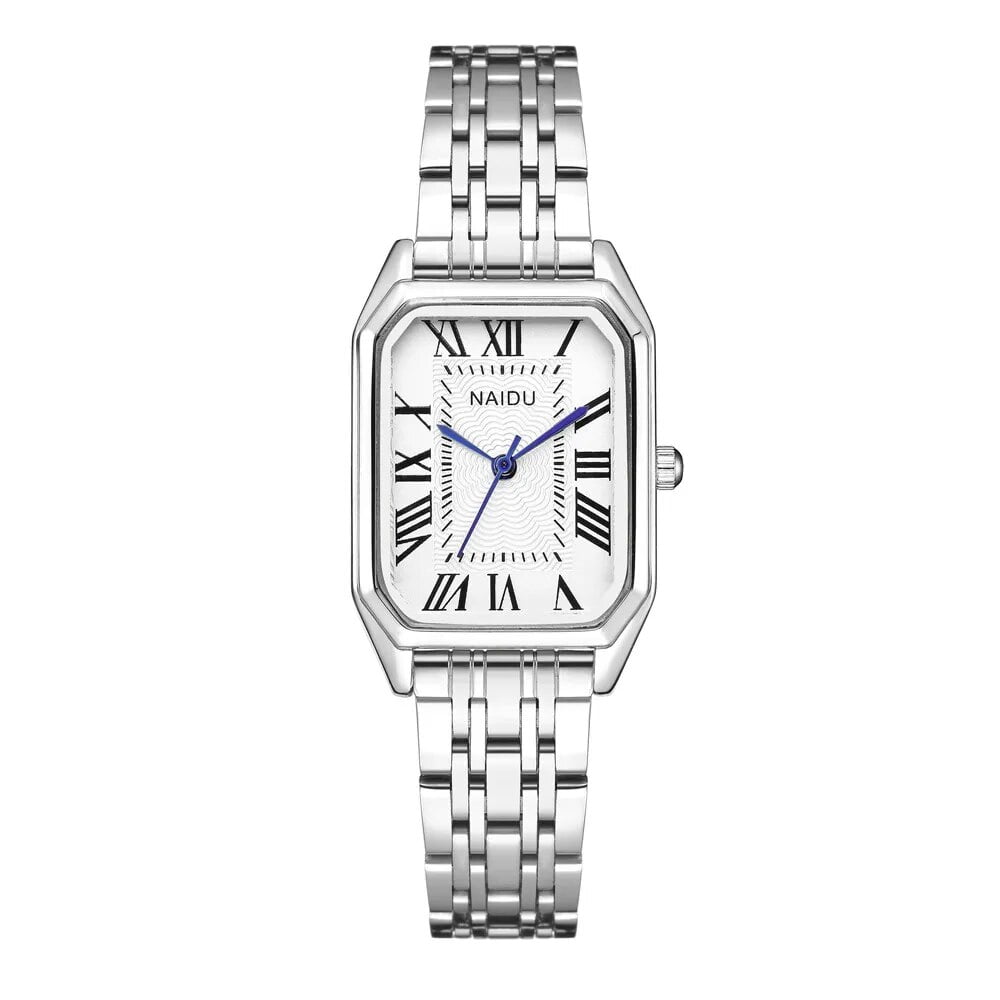 fashion rectangle Roman scale dial women steel watch Silver - Walmart.com
