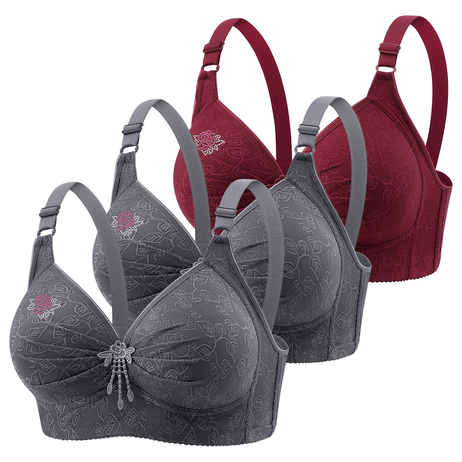 fatyb 3 Pack Wireless Womens Bras Full Coverage No Underwire Bralettes ...