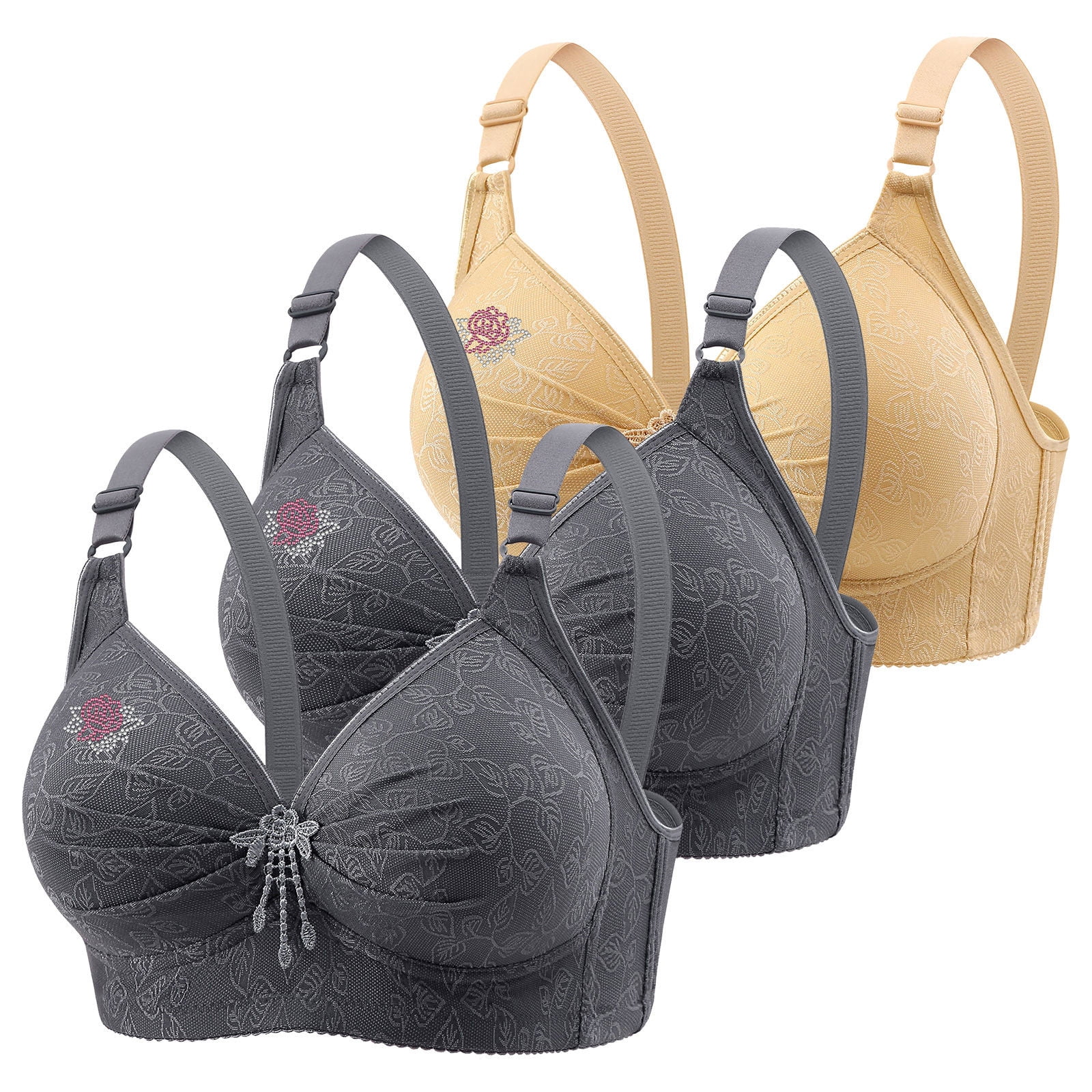 fatyb 3 Pack Wireless Womens Bras Full Coverage No Underwire Bralettes ...