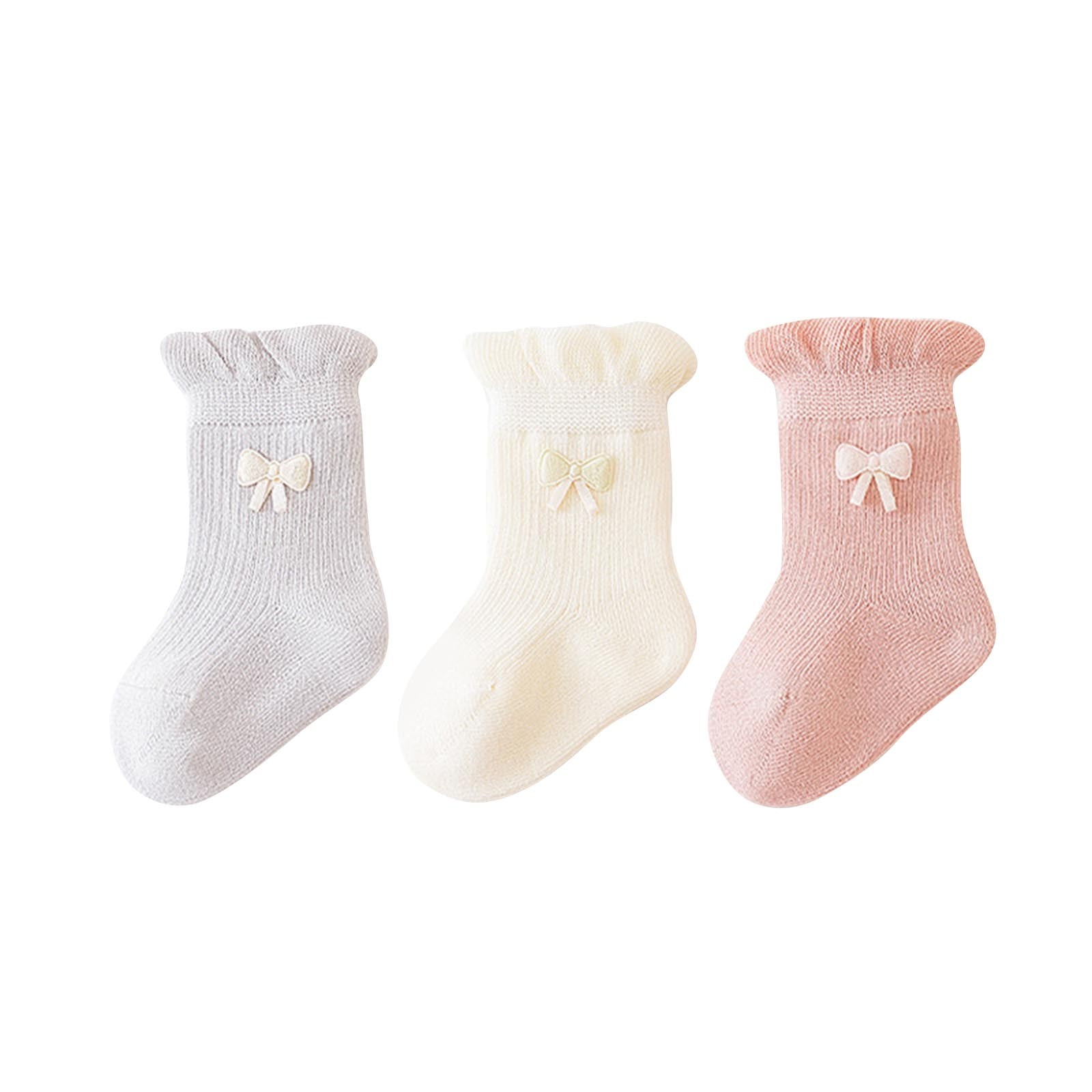 fatyb 3 Pairs Baby Ruffle Socks Newborn Cotton Crew Socks Infant ...