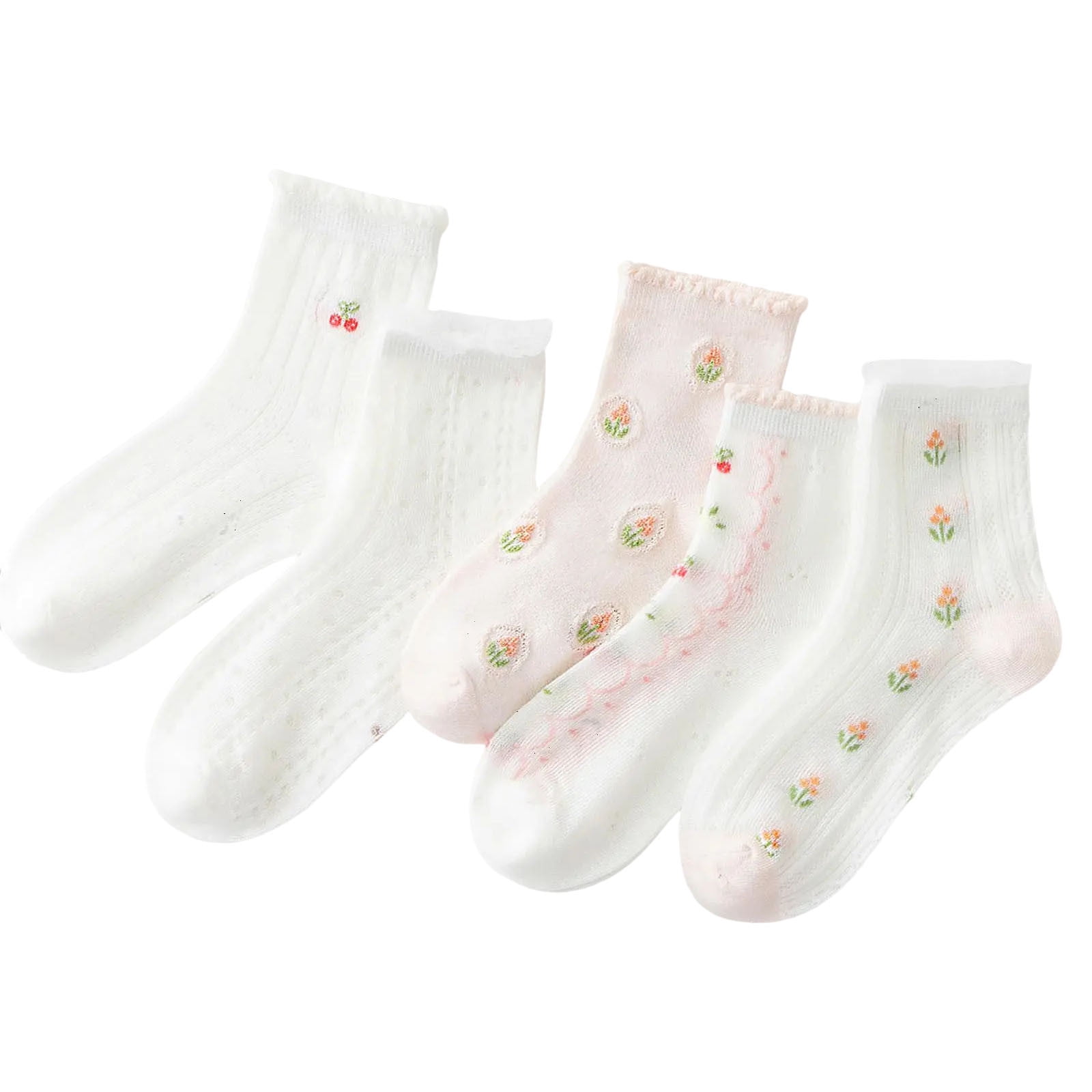 fatyb 5 Pairs Girls Dress Socks Thin Comfortable Cotton Socks Kids ...