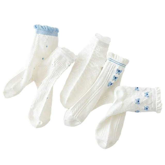 fatyb 5 Pairs Girls Dress Socks Thin Comfortable Cotton Socks Kids ...