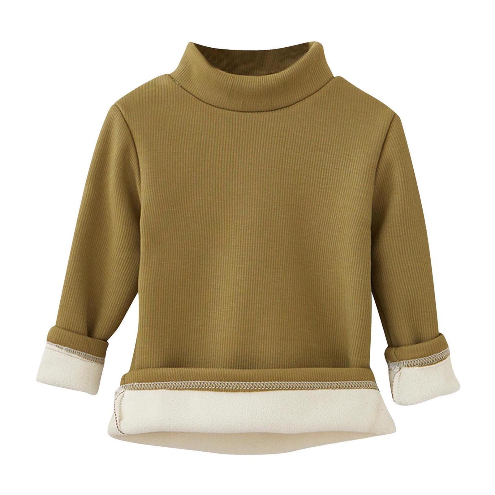 fatyb Boys Girls Cotton Turtleneck Tops Fleece Long Sleeve Warm Tee ...