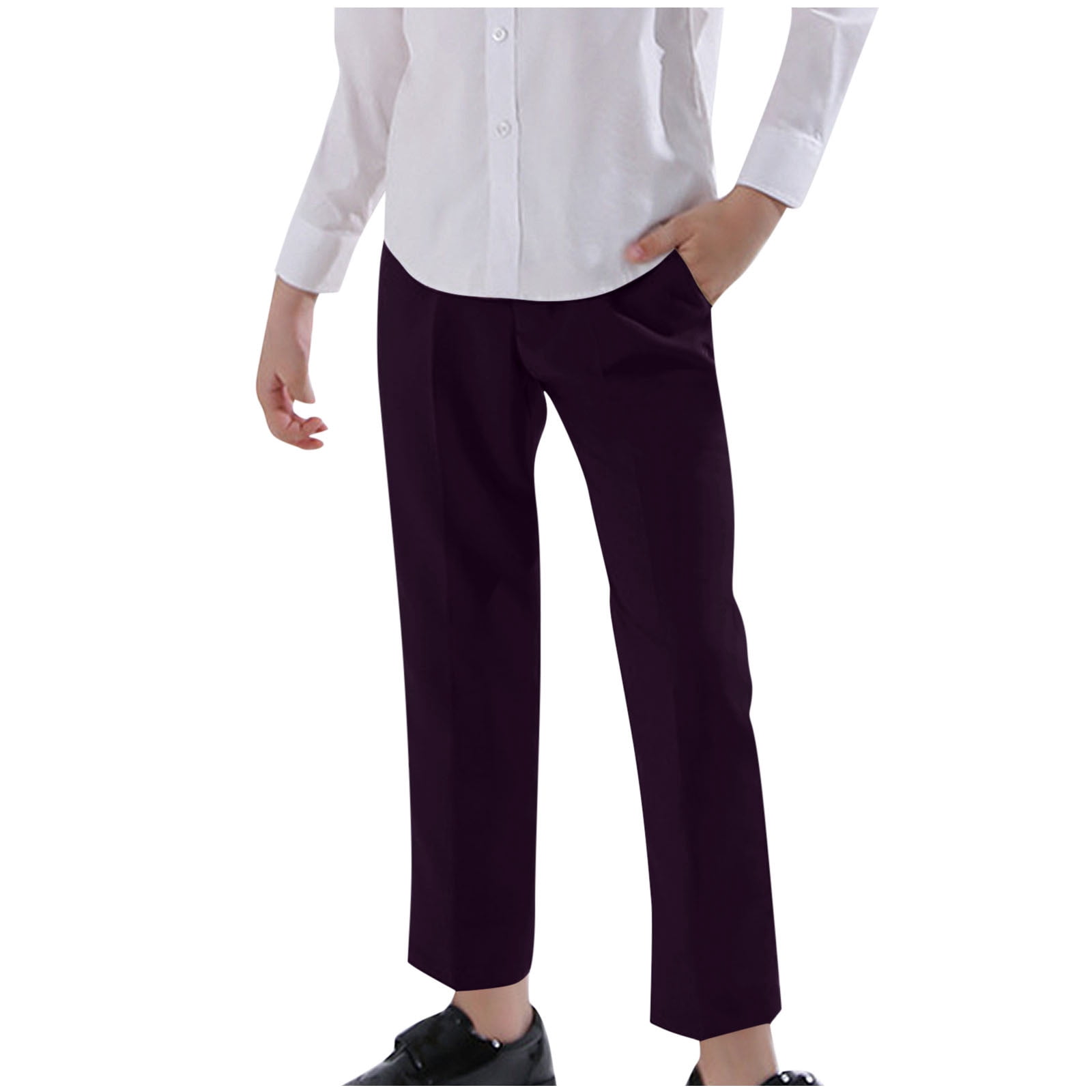 fatyb Boys Girls Suit Pants Kids School Uniform Pants with Pockets ...